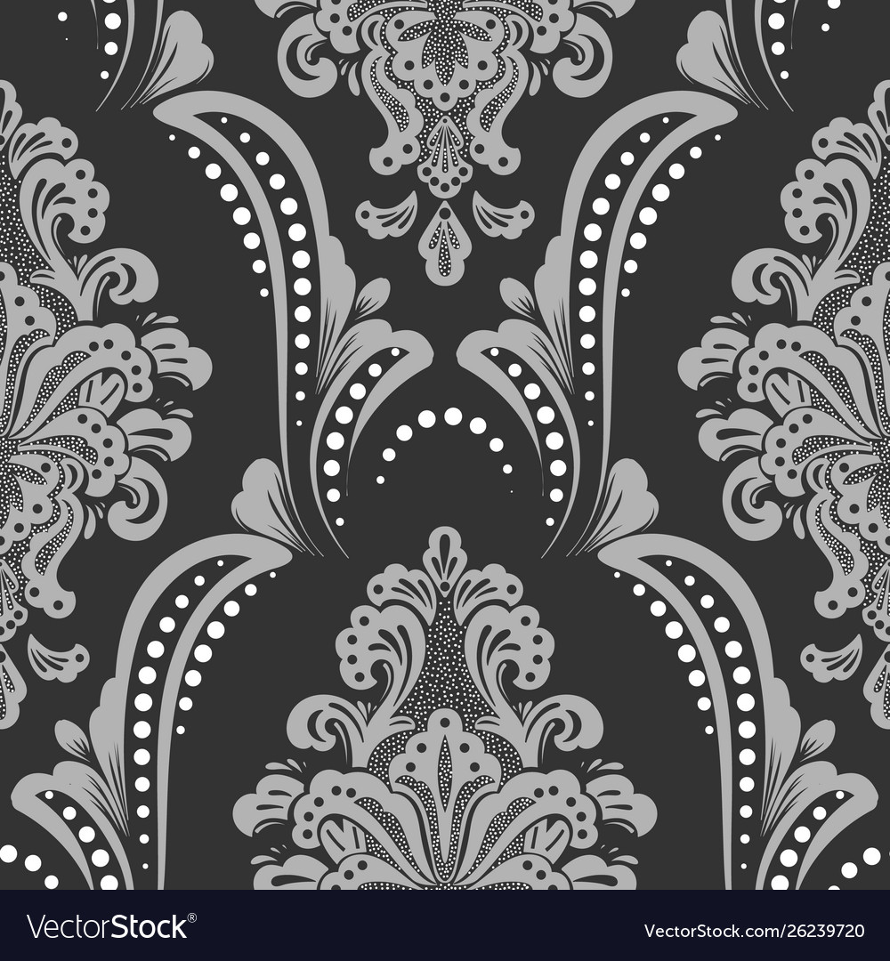 Bw damask seamless pattern element Royalty Free Vector Image