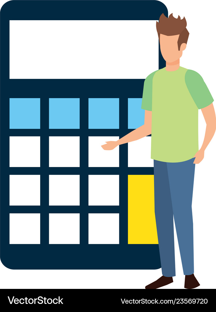 Calculator math with business person Royalty Free Vector