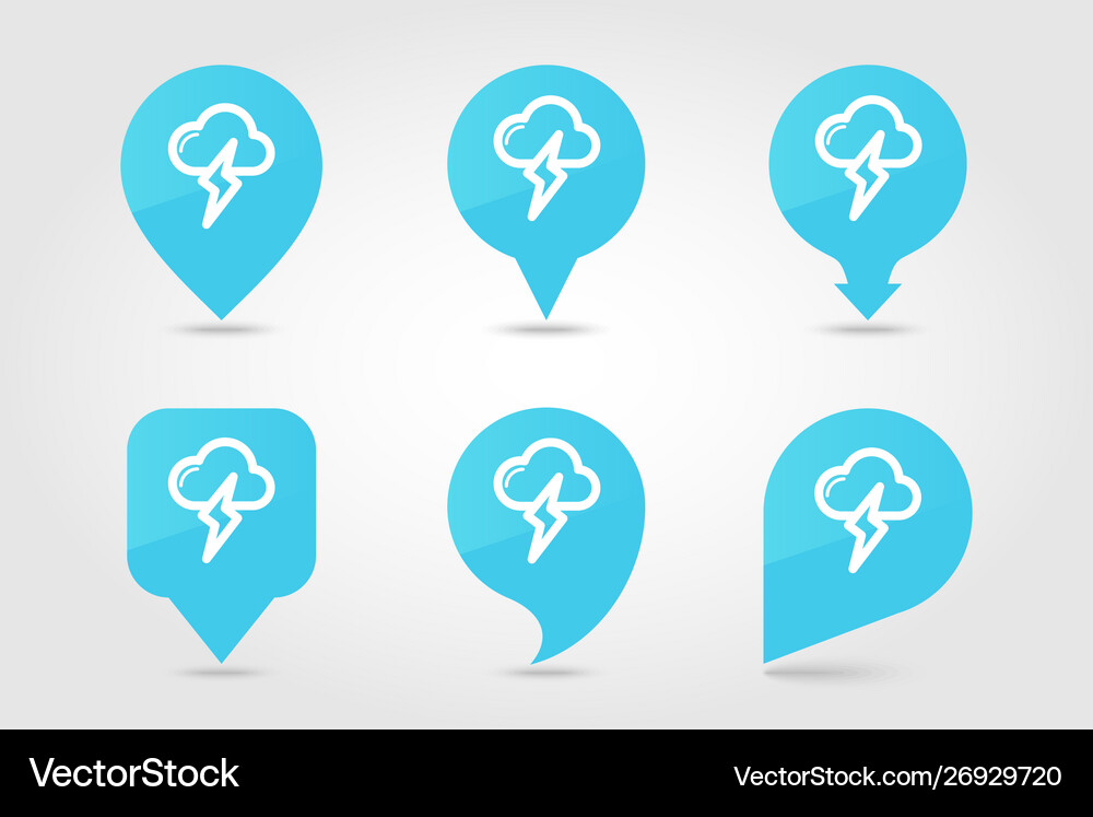 Cloud lightning pin map icon meteorology weather Vector Image