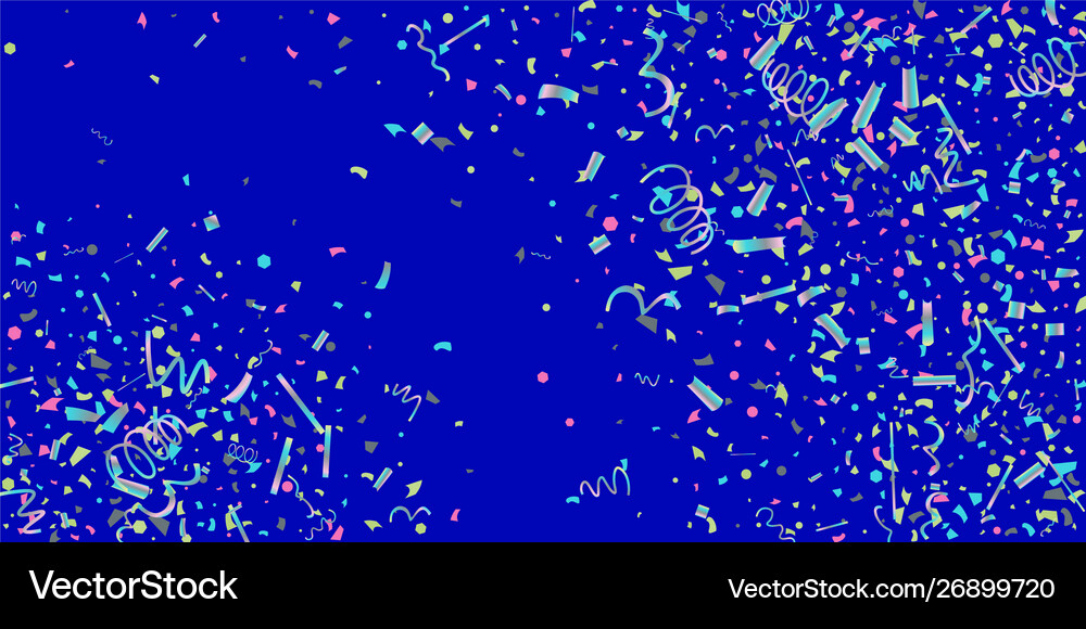 Colorful colored confetti on a blue background Vector Image