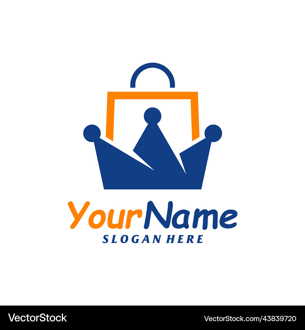 Crown shop logo design template king Royalty Free Vector