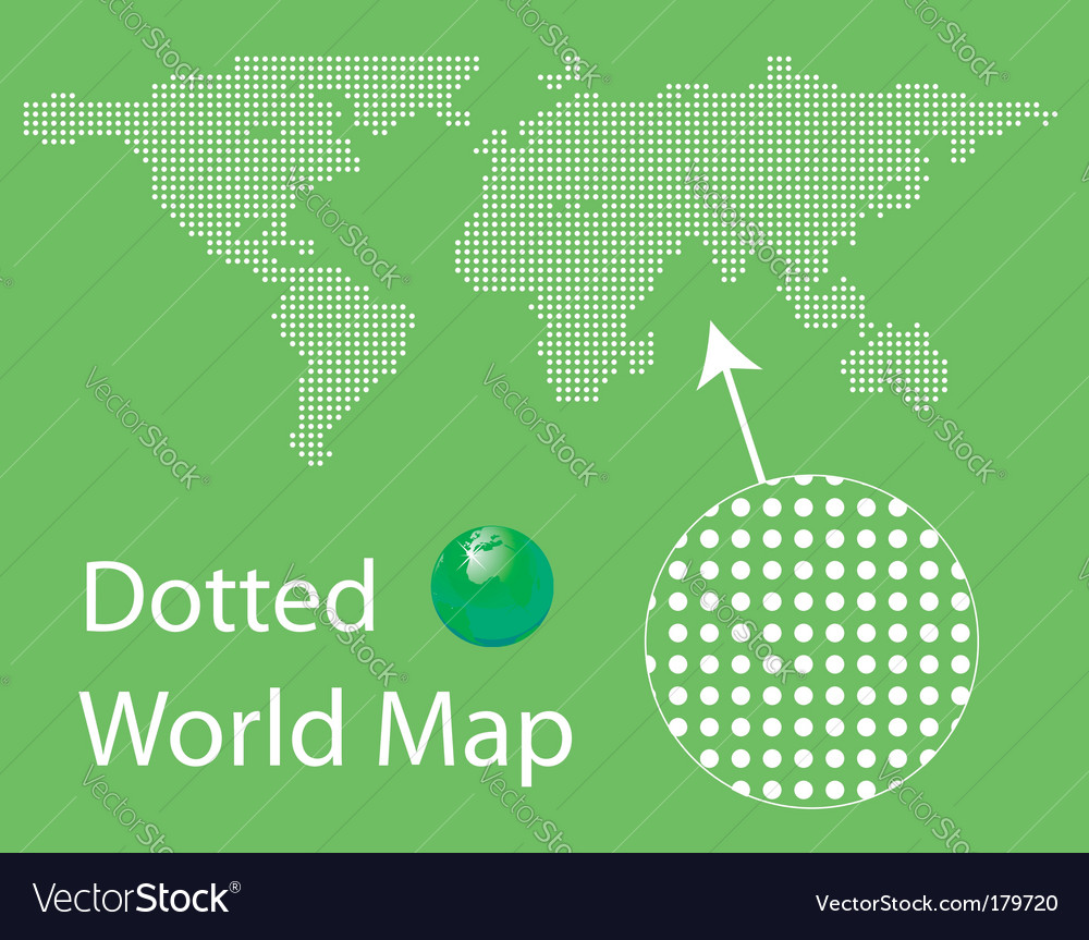 Dotted world map Royalty Free Vector Image - VectorStock
