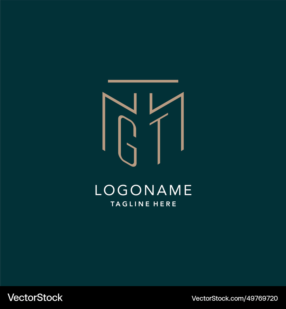 Luxury modern gt logo monogram with geometric Vector Image