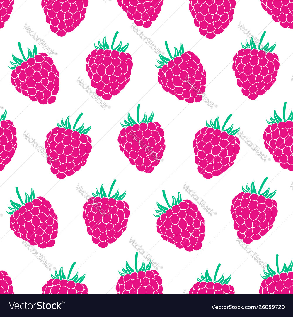 Pattern with raspberries Royalty Free Vector Image