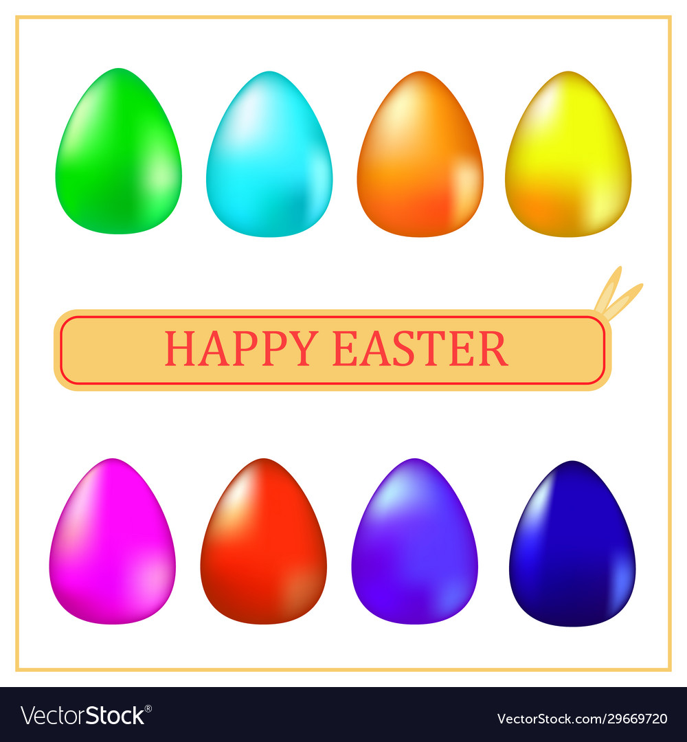 Set bright easter eggs isolated on a white Vector Image