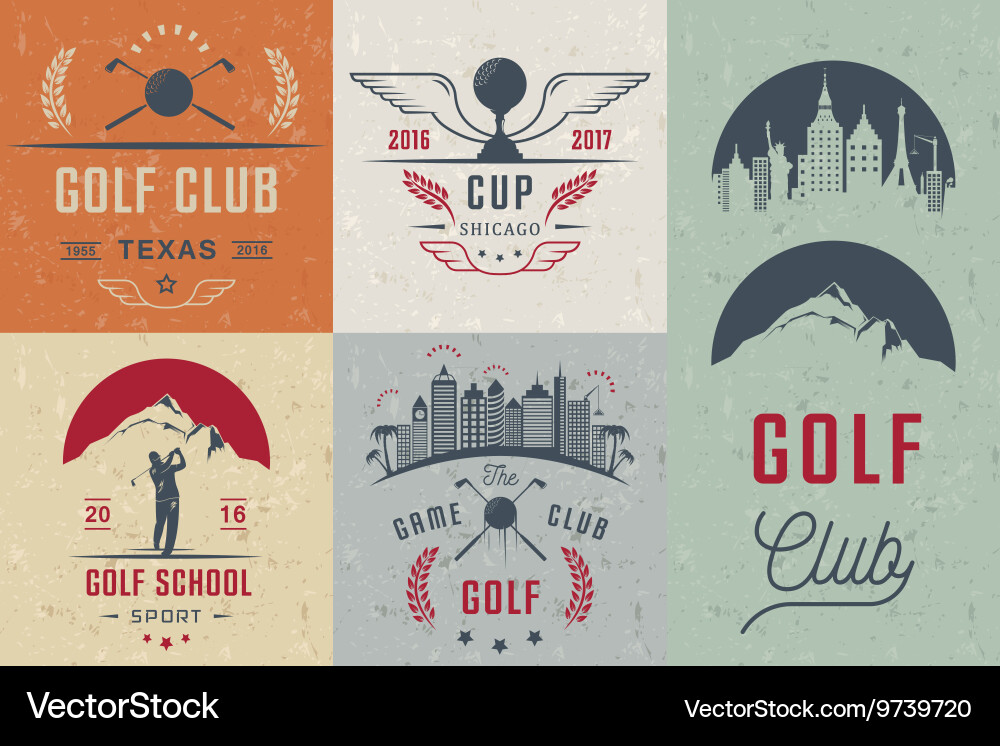 Set of golf logo labels and emblems Royalty Free Vector
