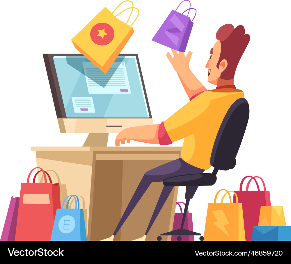 Shopaholic cartoon Royalty Free Vector Image - VectorStock
