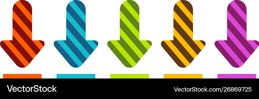 A set colored arrows showing down or download Vector Image