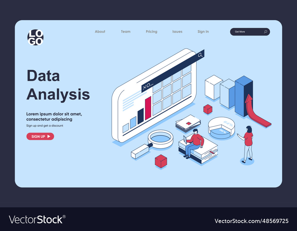 Data analysis concept in 3d isometric design Vector Image