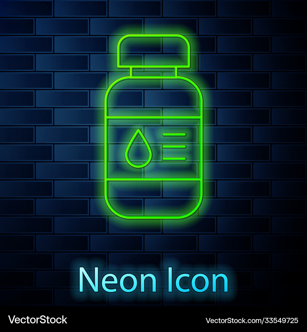 Glowing neon line printer ink bottle icon isolated