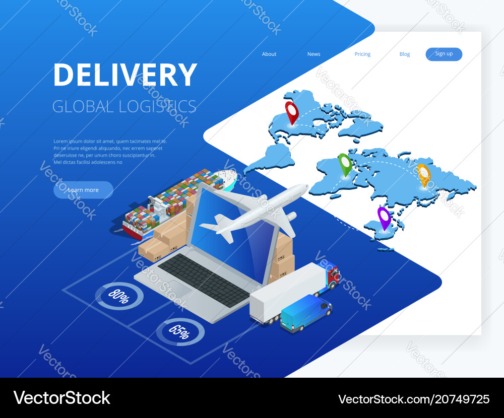 Isometric logistics and delivery infographics Vector Image