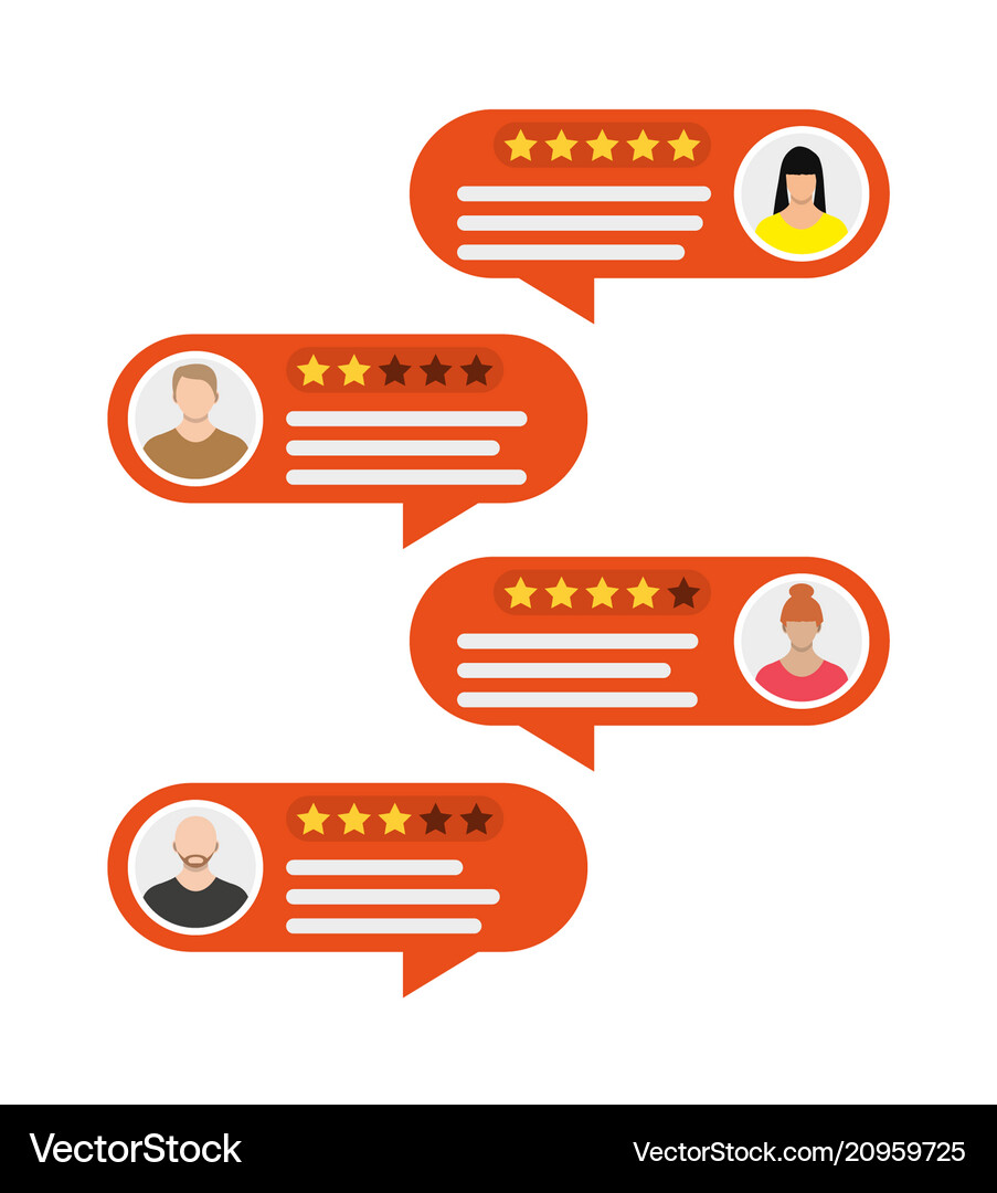 Rating app bubble speeches and avatars Royalty Free Vector