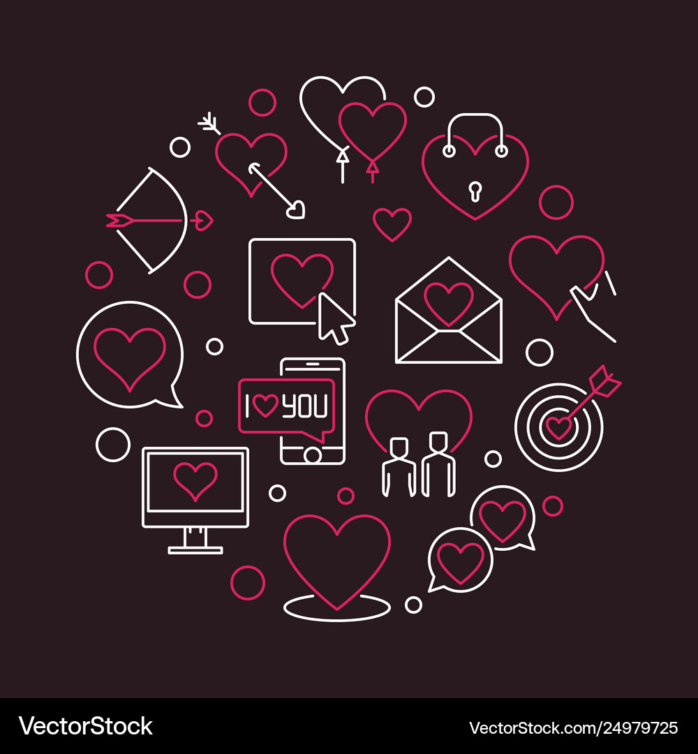 Romance and love round in thin Royalty Free Vector Image