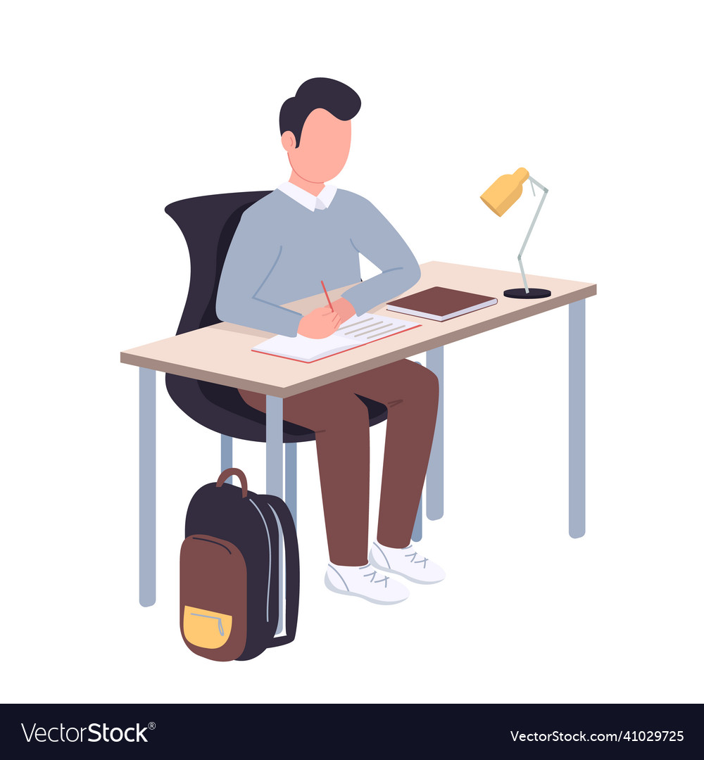 School student flat color faceless character Vector Image