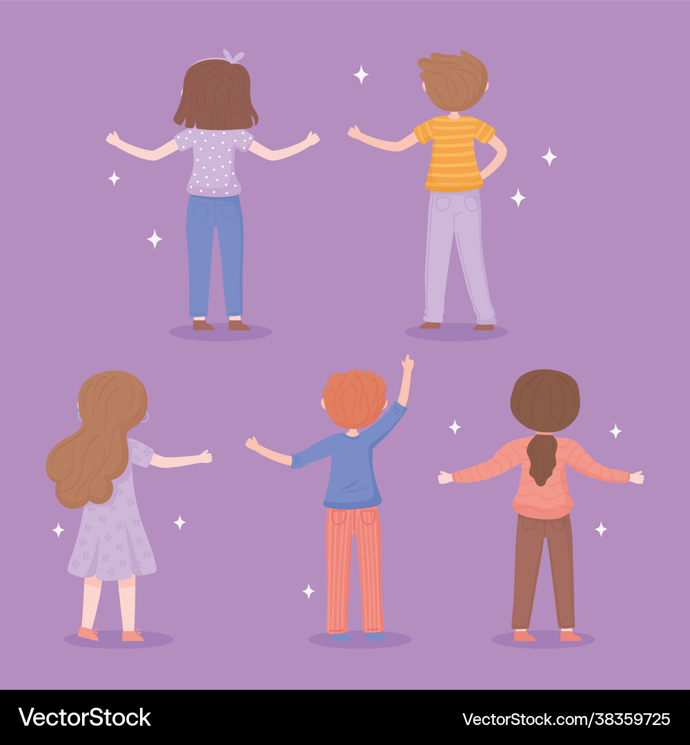 Set youth back view Royalty Free Vector Image - VectorStock
