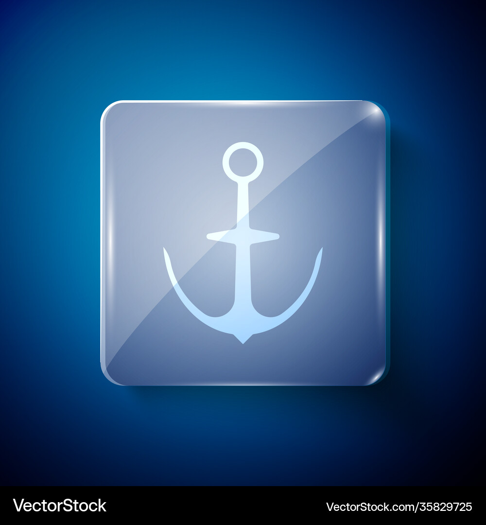 White anchor icon isolated on blue background Vector Image