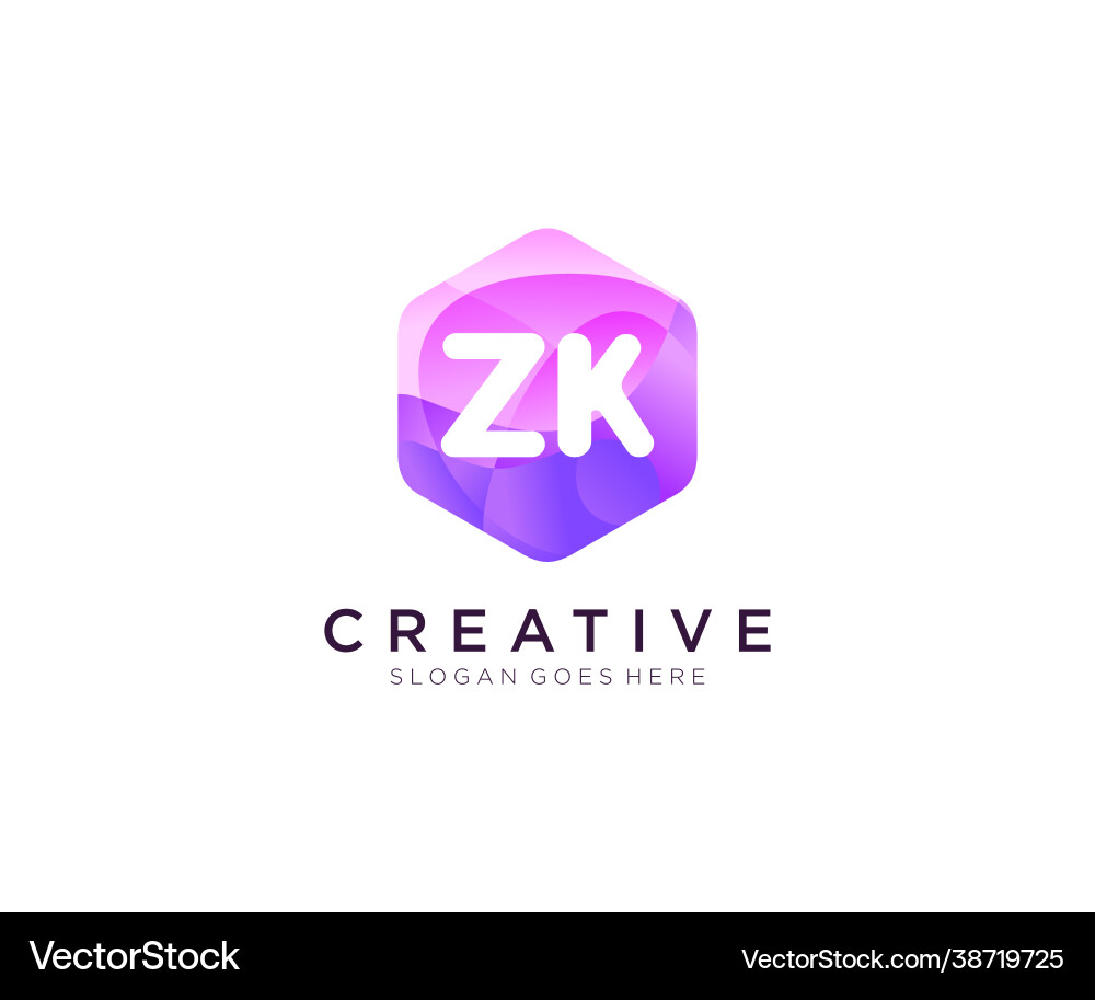 Zk initial logo with colorful hexagon modern Vector Image