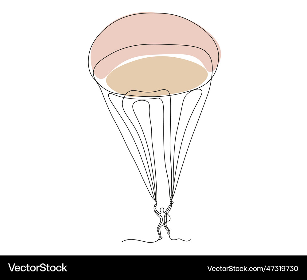 Abstract parachutist on a parachute continuous Vector Image