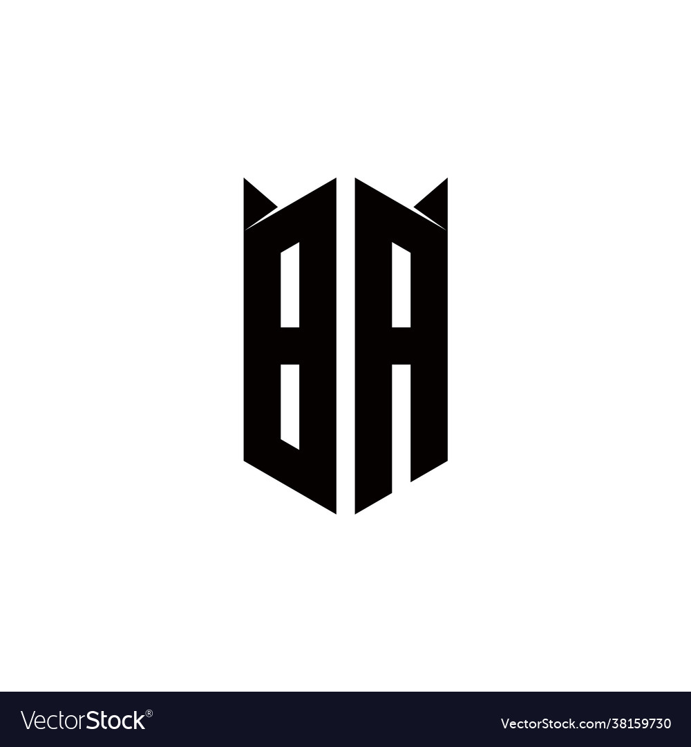Ba logo monogram with shield shape designs Vector Image