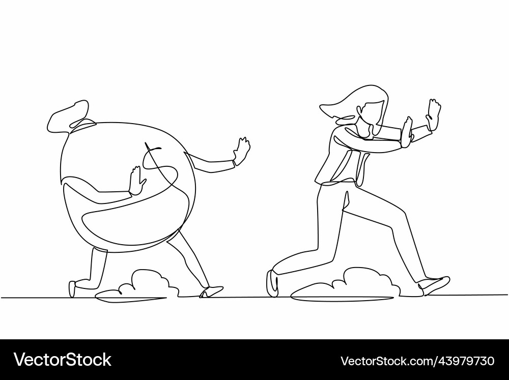 Continuous one line drawing scared businesswoman Vector Image