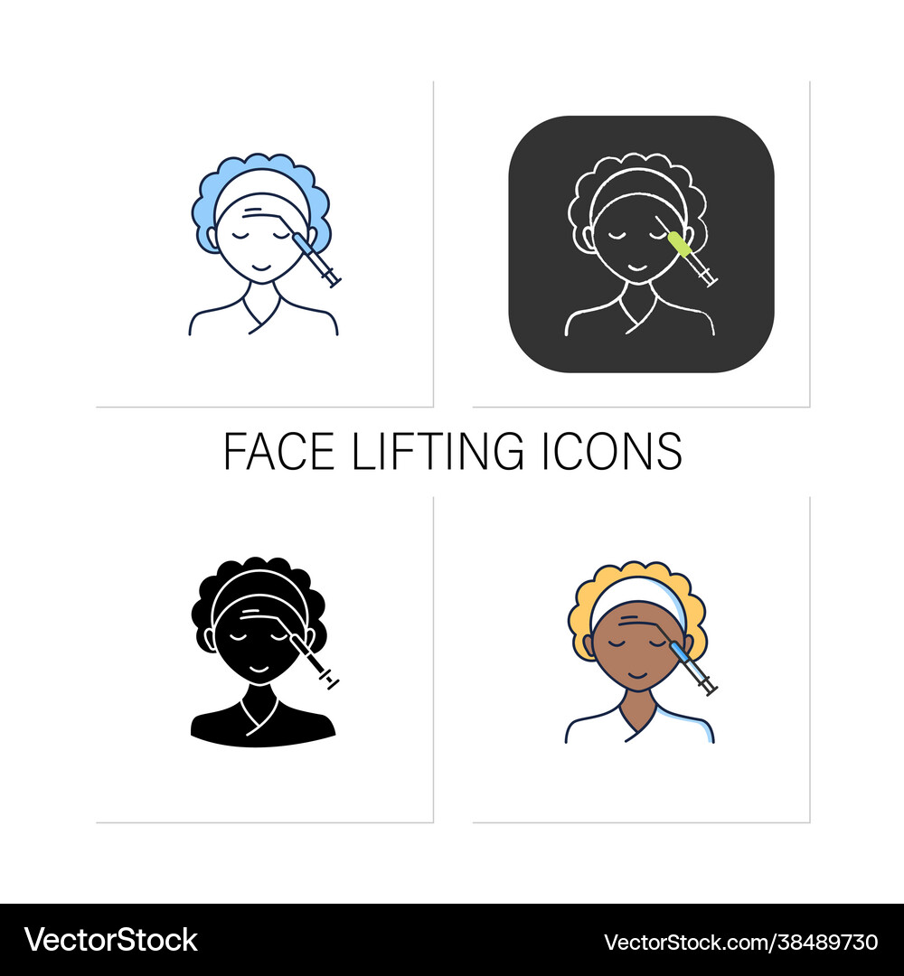 Cosmetic injection icons set Royalty Free Vector Image