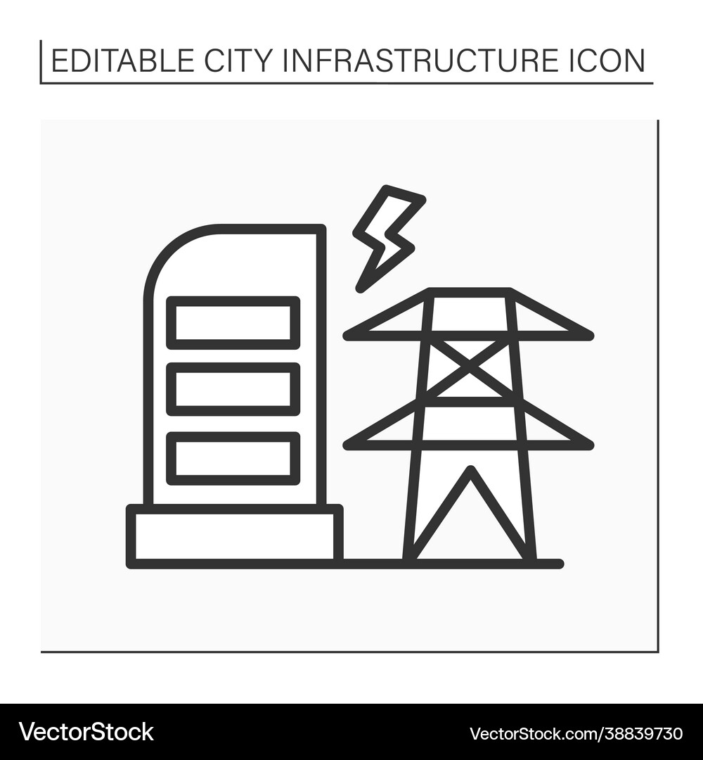 Electricity station line icon Royalty Free Vector Image