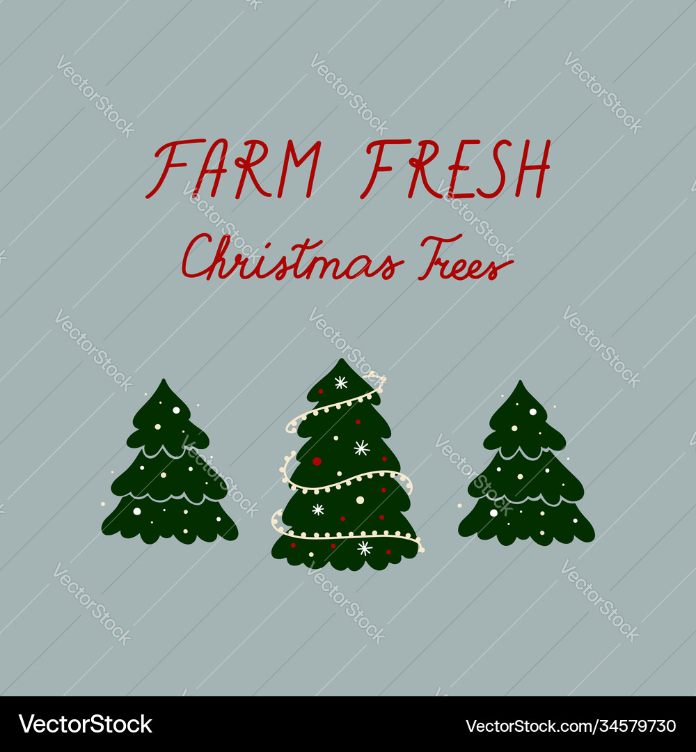 Farm fresh christmas trees Royalty Free Vector Image