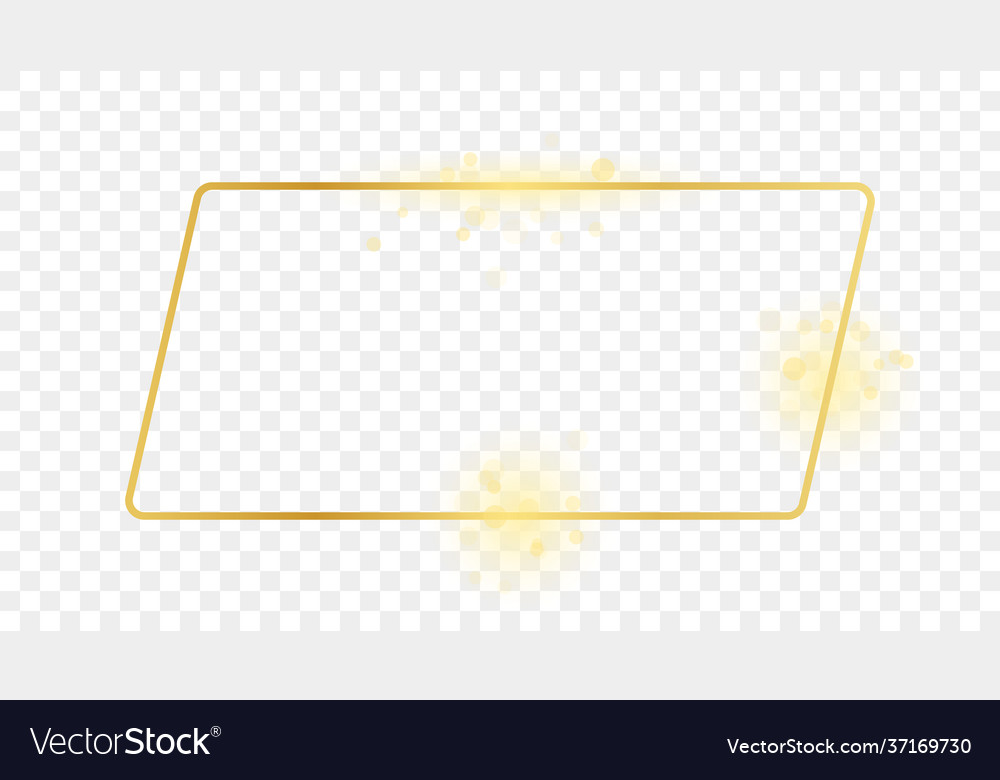 Gold glowing rounded rectangular shape frame Vector Image