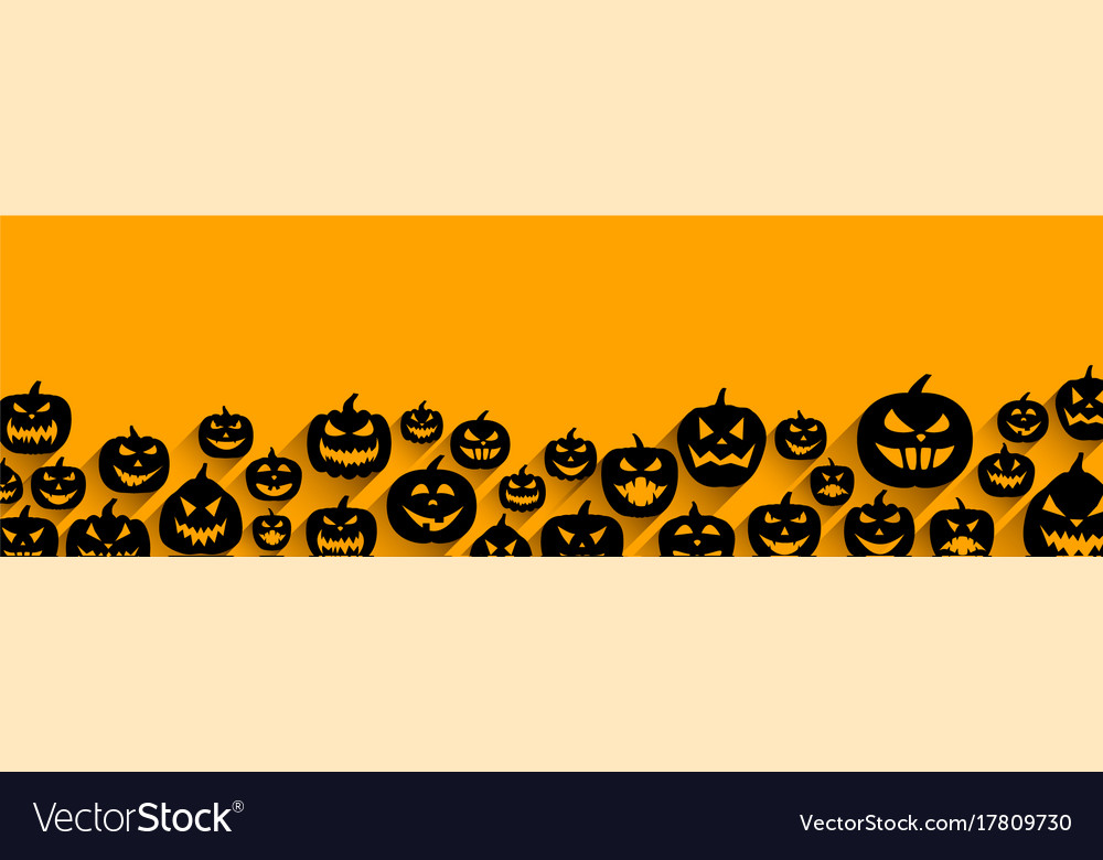 Halloween banner with pumpkin faces pattern Vector Image