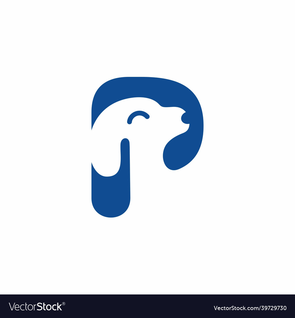Initial letter p pet puppy logo design Royalty Free Vector