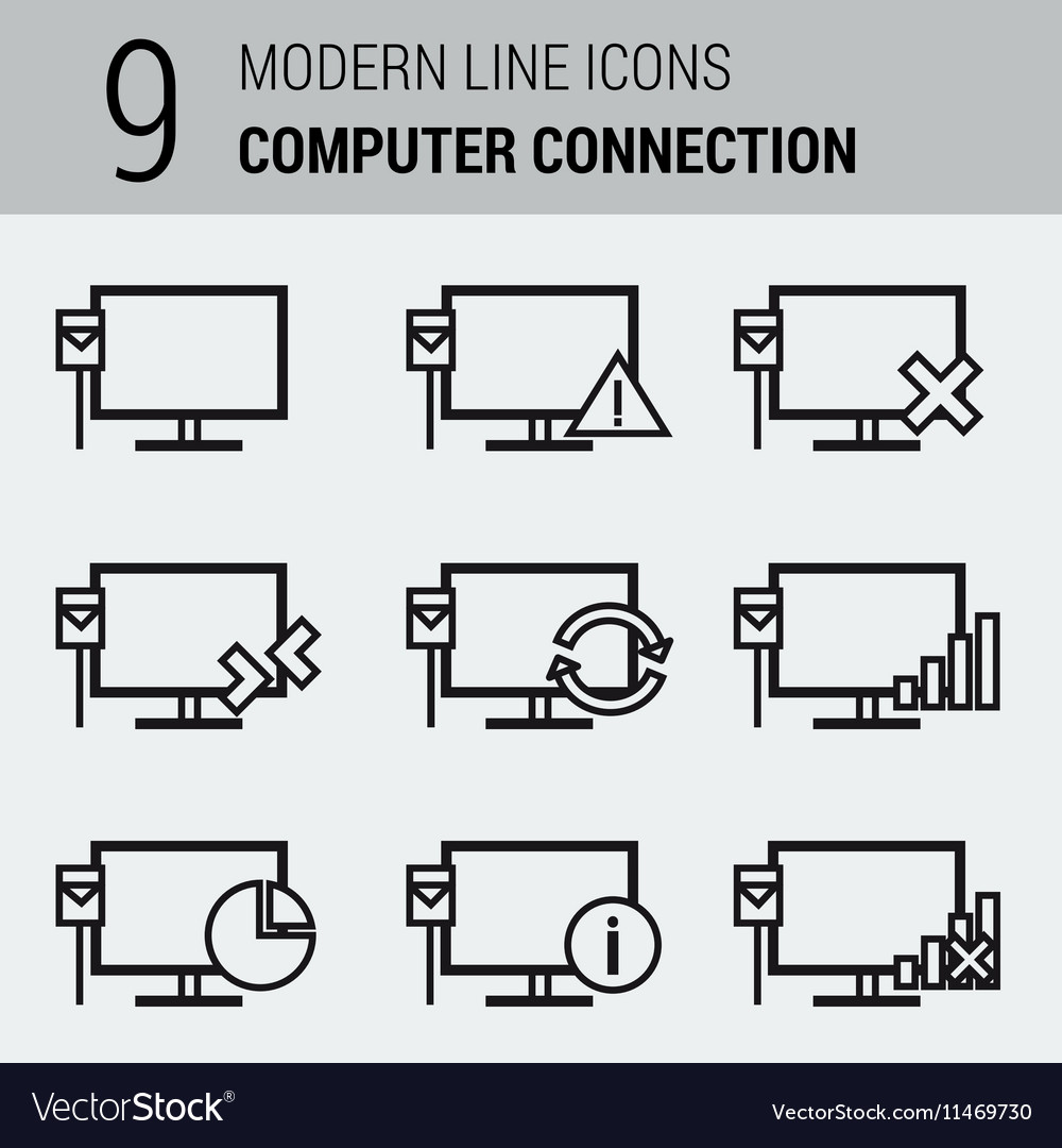 Line icons set - computer connection Royalty Free Vector