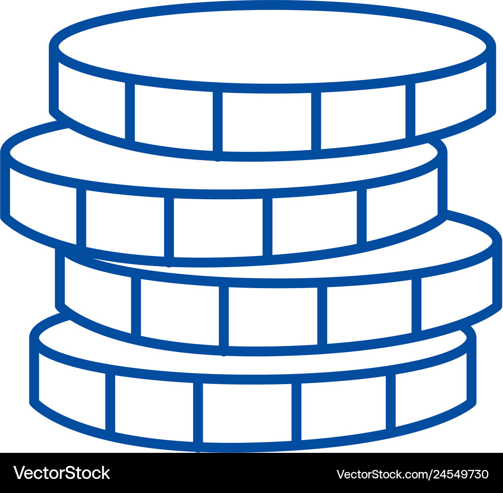 Money coins line icon concept flat Royalty Free Vector Image