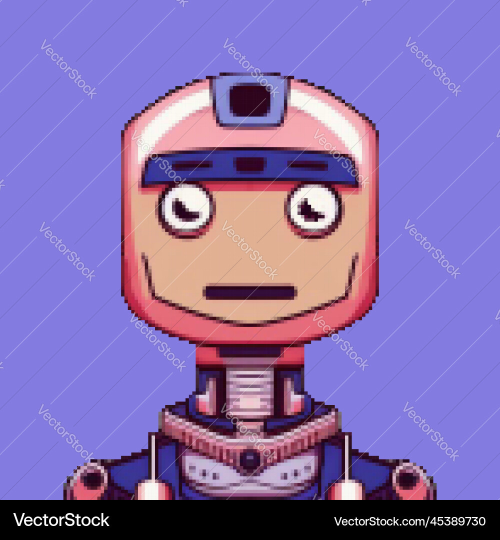 Nft robot pixel art cartoon character Royalty Free Vector