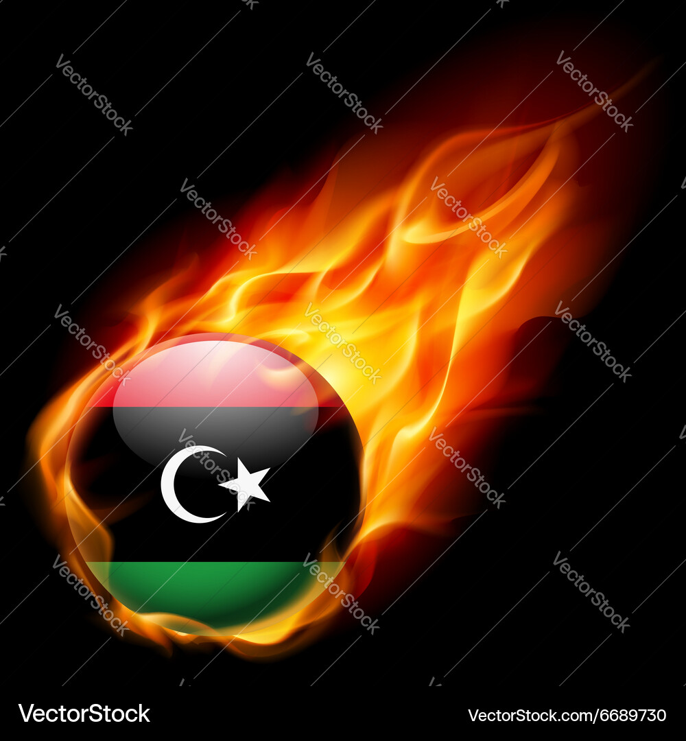 Round glossy icon of libya Royalty Free Vector Image