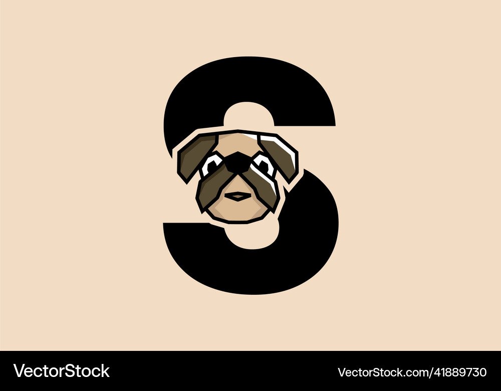 S initial letter with cute doggy head Royalty Free Vector