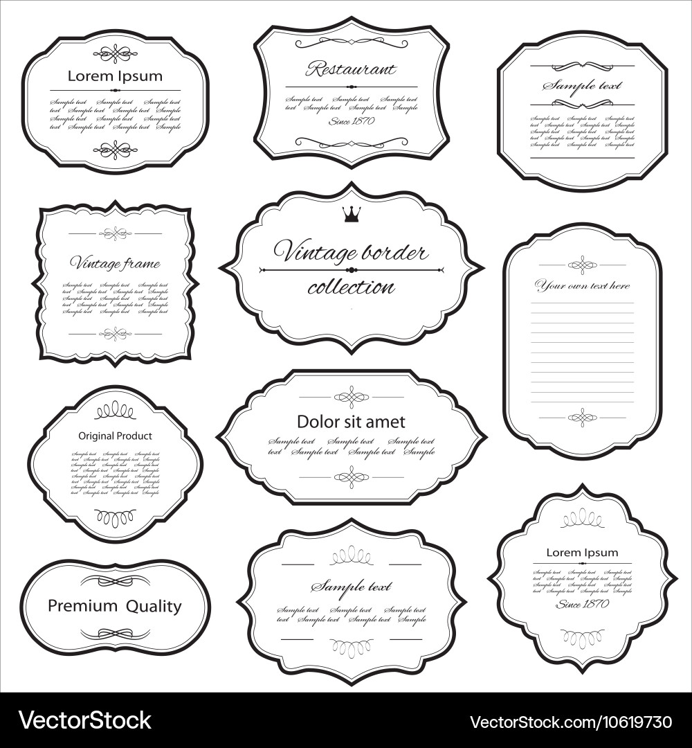 Vintage frames and labels set isolated on white Vector Image