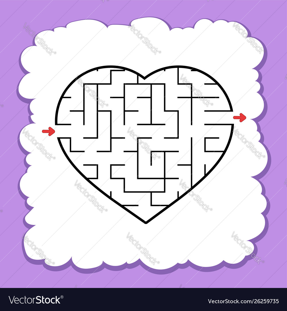 Abstract maze heart valentine day game for kids Vector Image