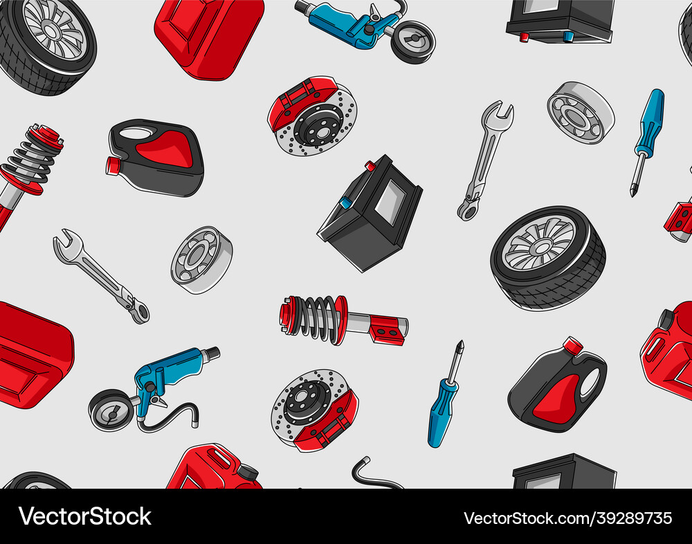 Car service seamless pattern auto center repair Vector Image