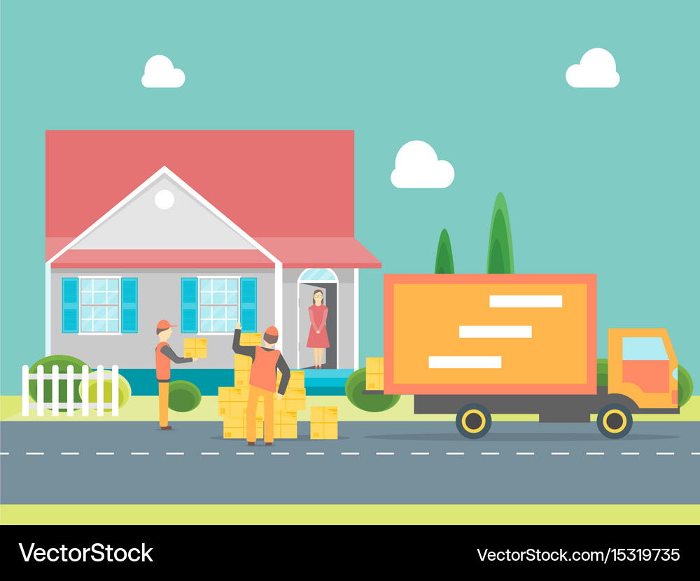 Cartoon delivery service concept Royalty Free Vector Image