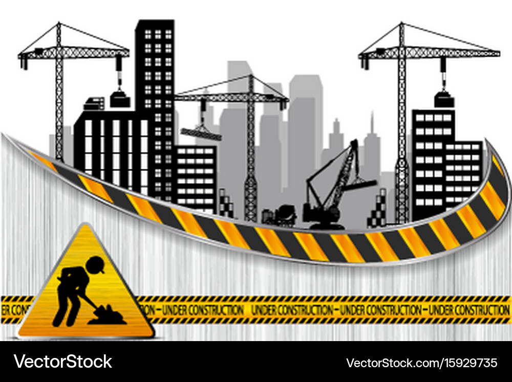 Construction sites with buildings and cranes Vector Image