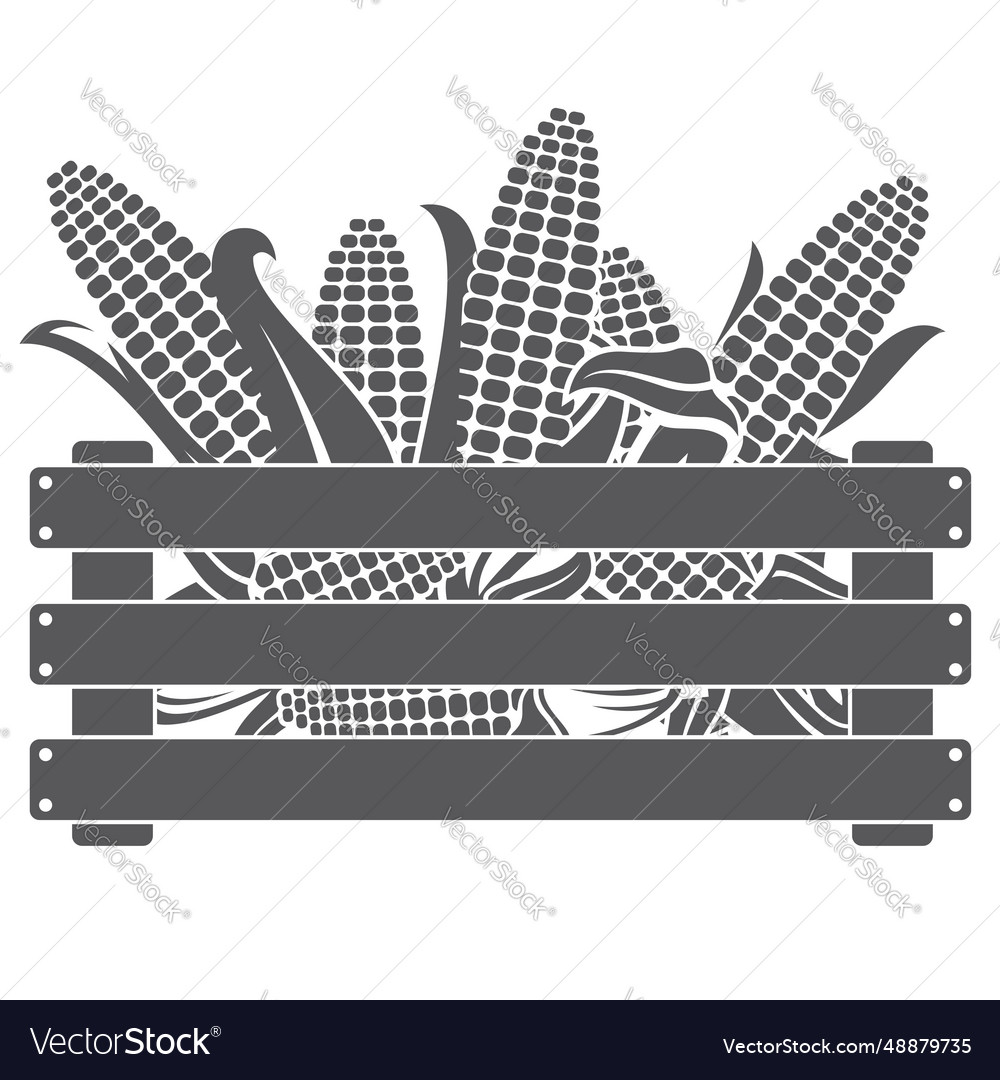 Crate with corn cobs Royalty Free Vector Image