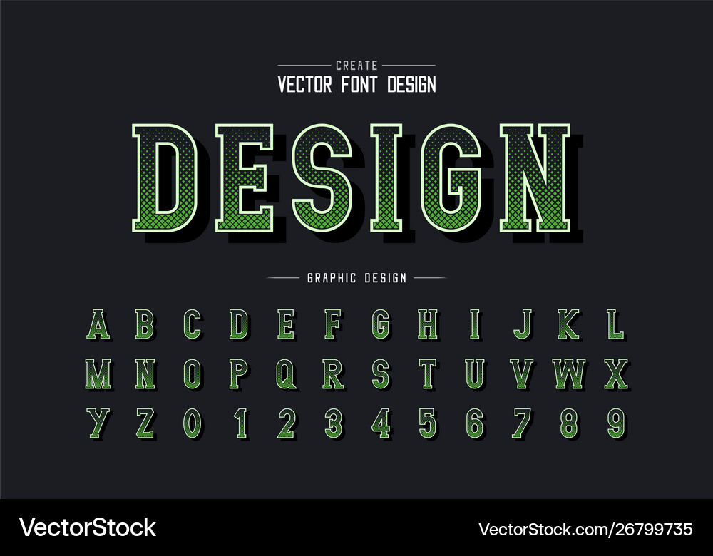 Halftone font and alphabet digital writing style Vector Image