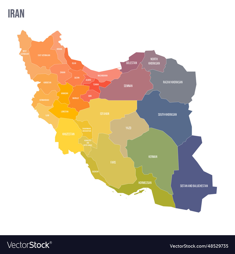 Iran political map of administrative divisions Vector Image