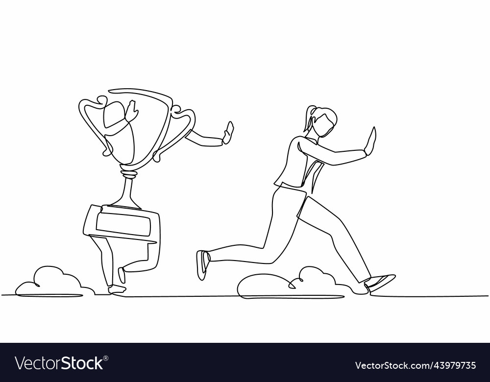 Single continuous line drawing scared Royalty Free Vector