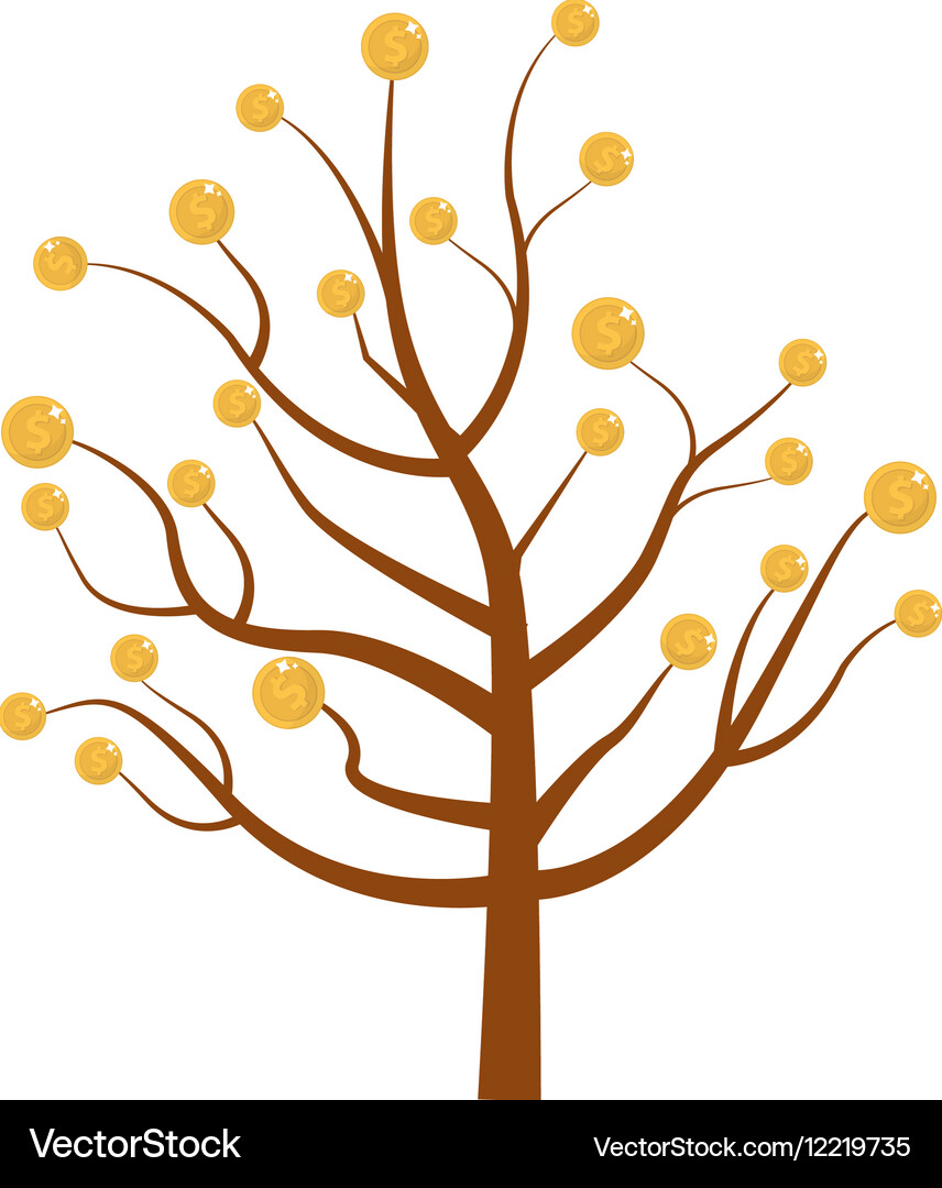 Tree with money coins flat design isolated Vector Image