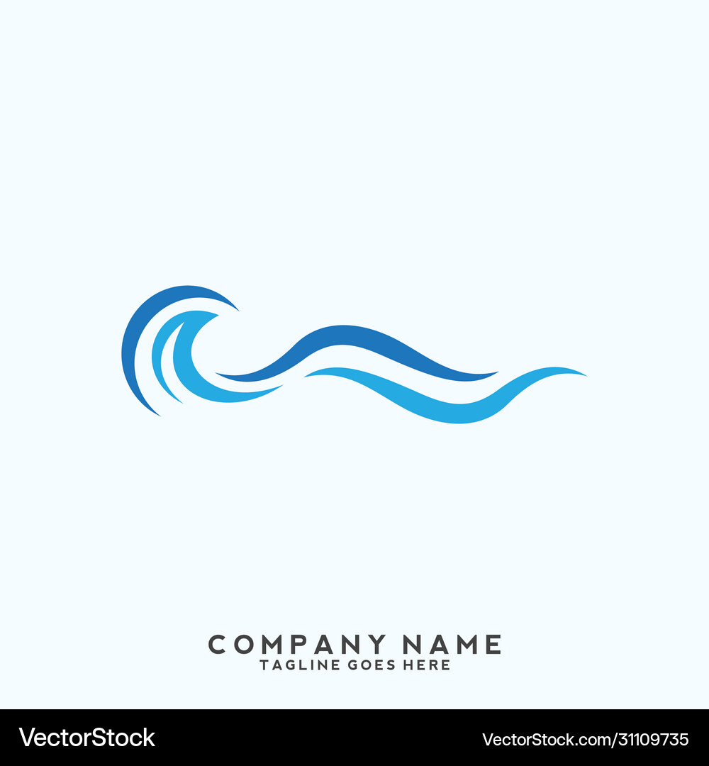 Water wave symbol and icon logo template Vector Image