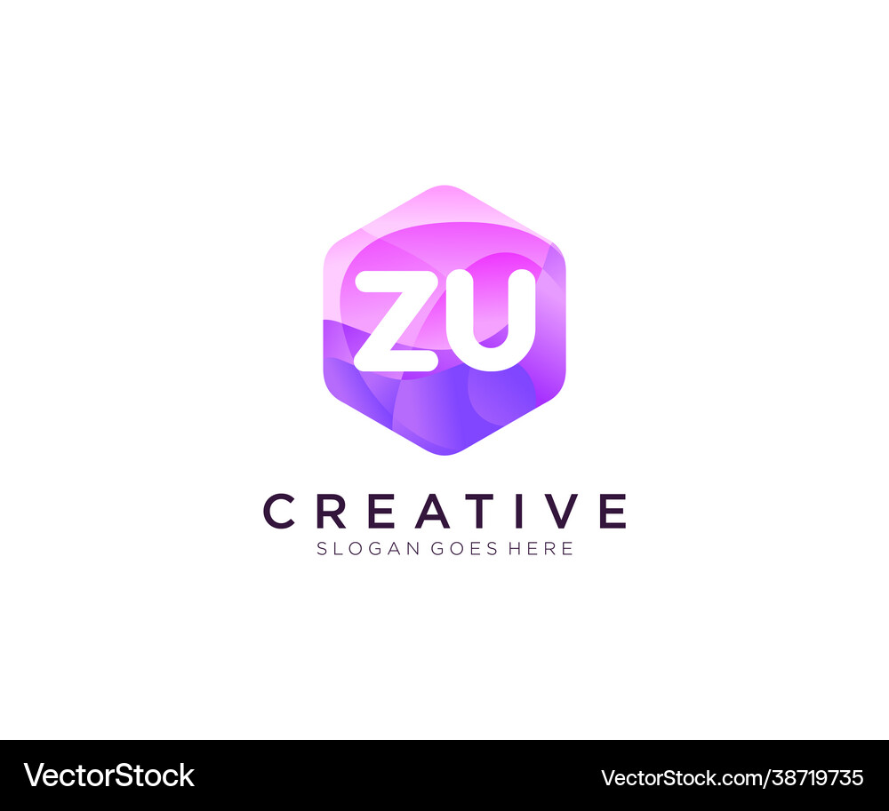 Zu initial logo with colorful hexagon modern Vector Image