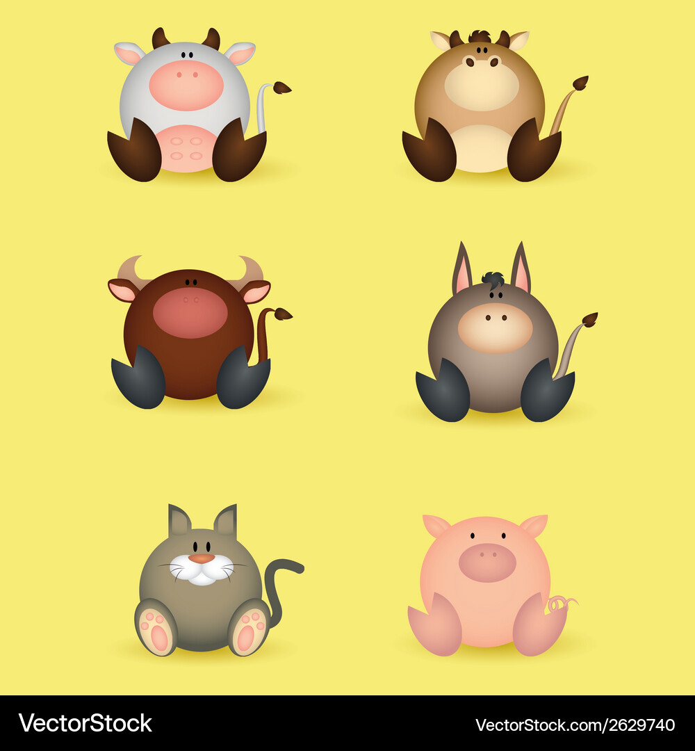 Abstract cute animals on a yellow background Vector Image
