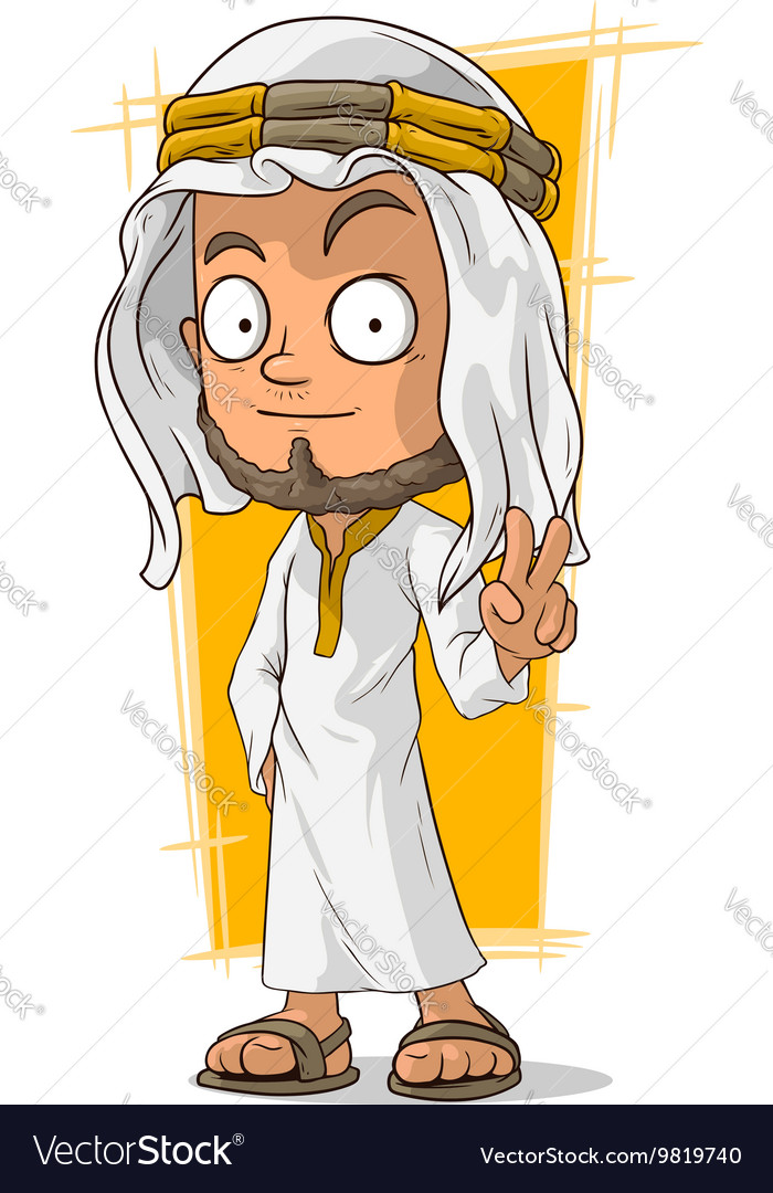 Cartoon arabian sheikh in headscarf Royalty Free Vector Cartoon arabian sheikh in headscarf Royalty Free Vector