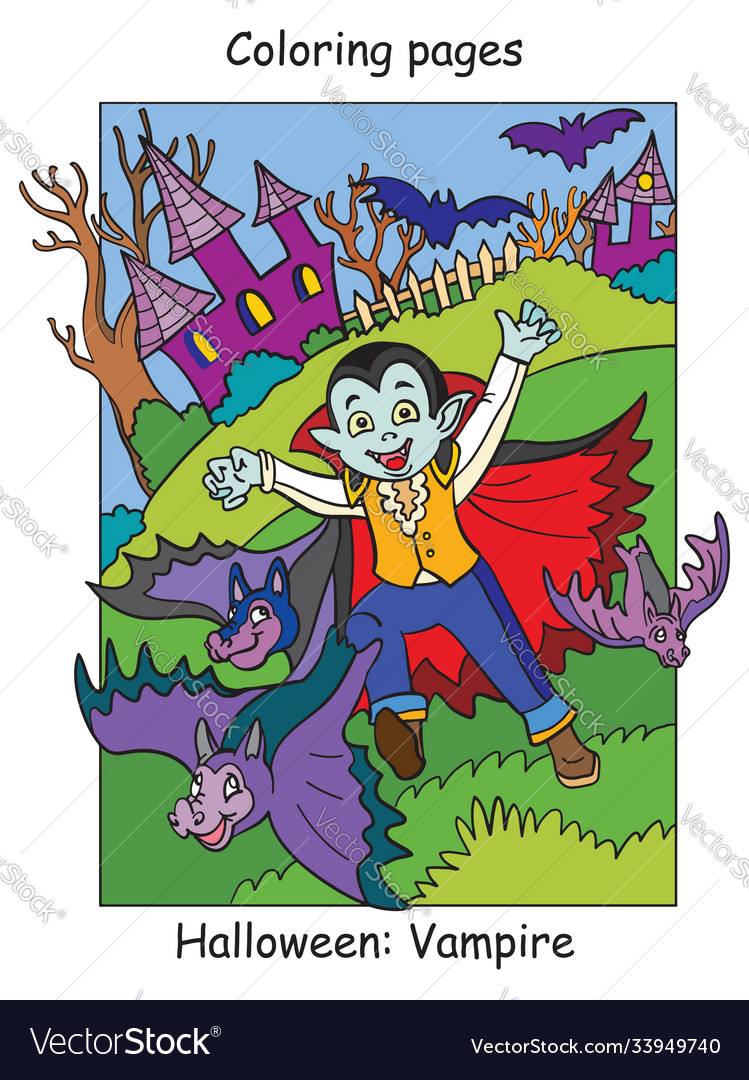 Colorful halloween cute little vampire running Vector Image